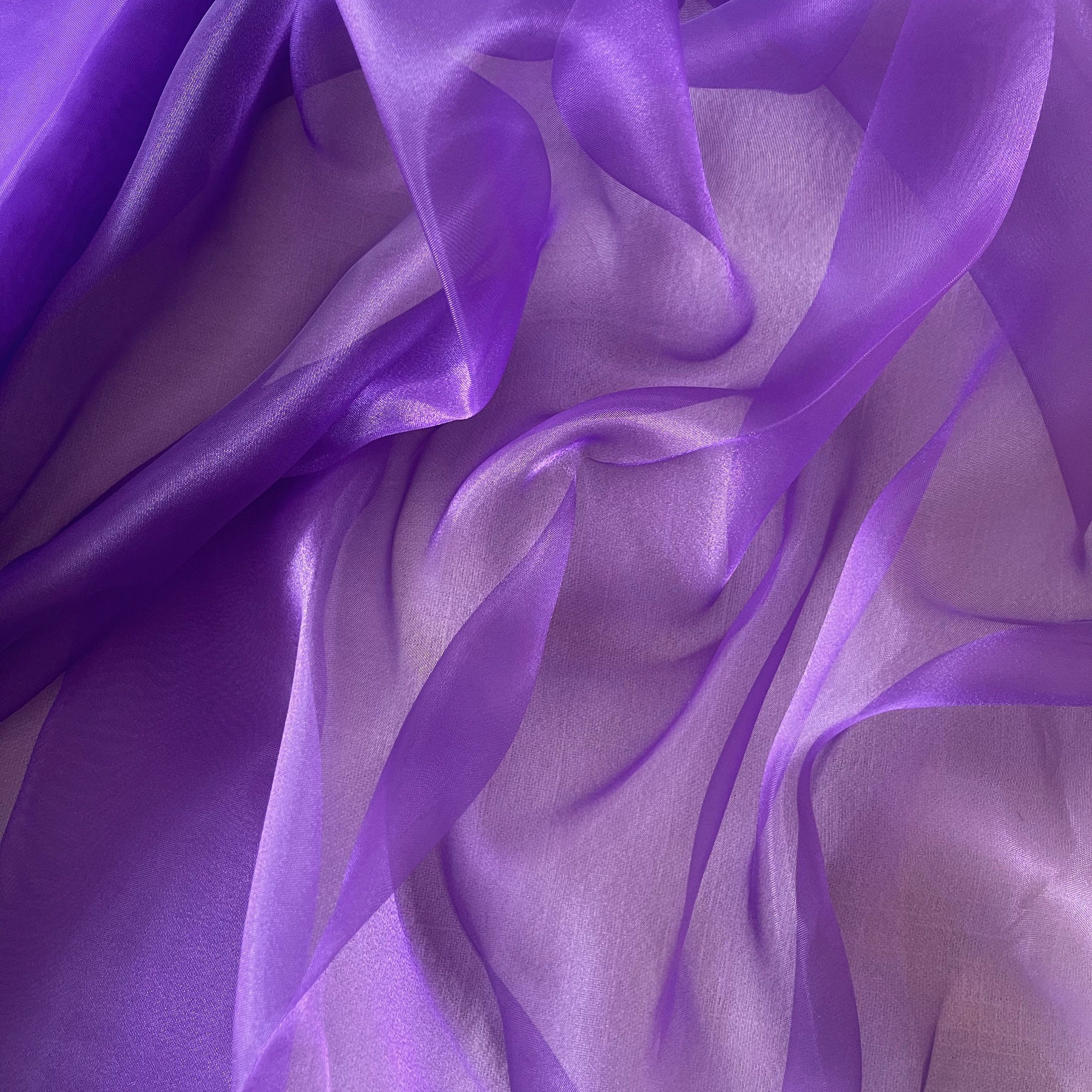 Purple Crystal Organza Fabric by the Yard, Purple Sheer Organza Fabric ...