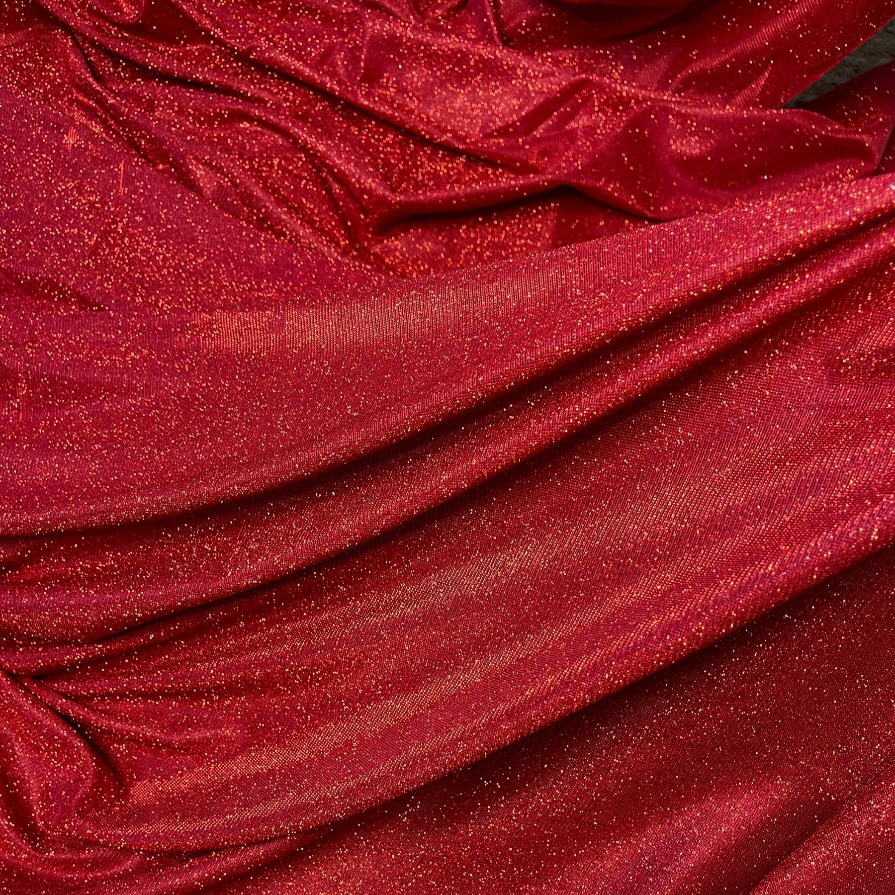 Red Metallic Lurex Glitter Fabric, Knit Shimmer Fabric for Gown ...