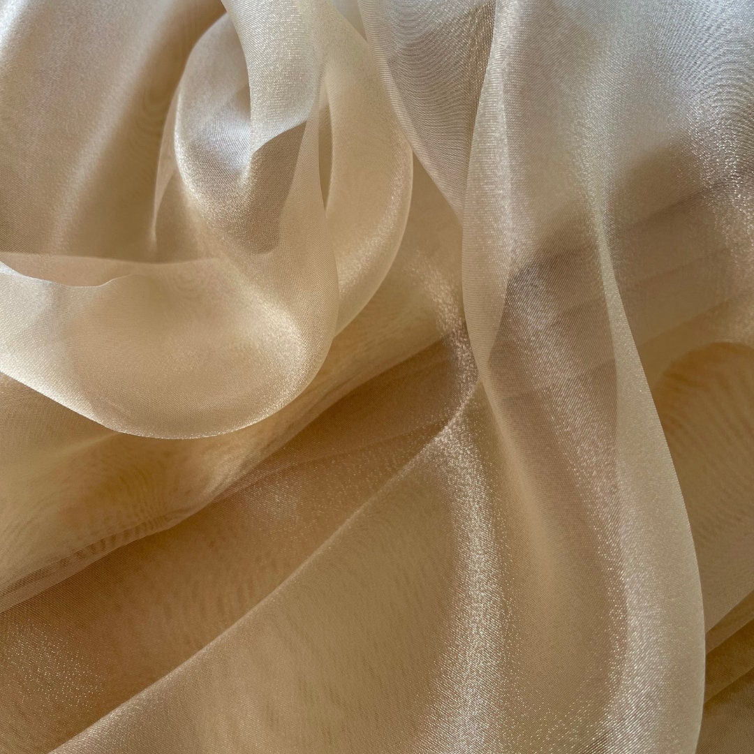 Gold Crystal Organza Fabric by the Yard Champagne Sheer Organza Fabric ...