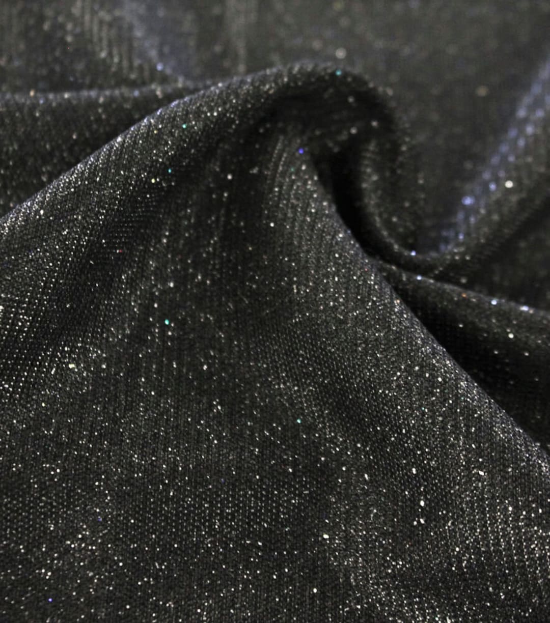 Black Metallic Stretch Lurex Glitter Fabric, Shimmer Fabric for Apparel ...