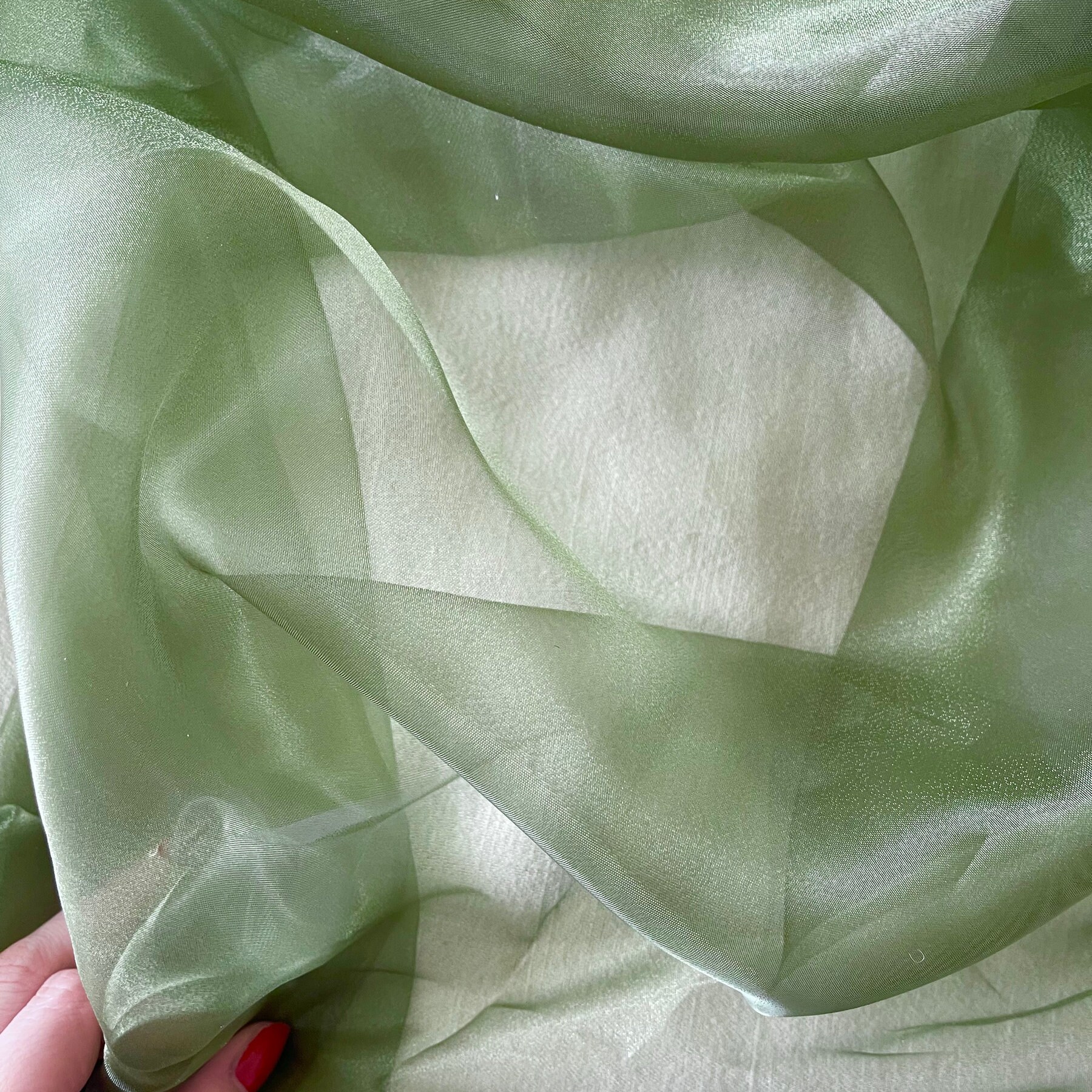 Olive Green Crystal Organza Fabric by the Yard, Olive Sheer Organza ...