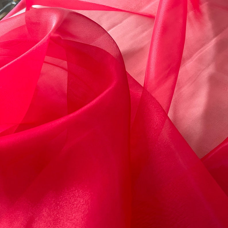 Red Crystal Organza Fabric by the Yard, Red Sheer Organza Fabric for ...