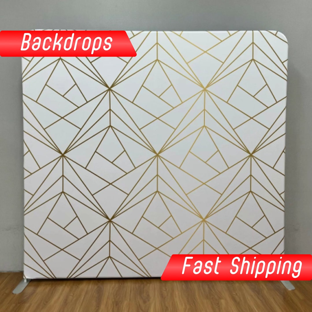 Gold Geometric Shapes Backdrop for Photo Booths, Pillow Cover Tension ...