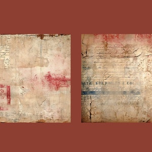 Red Vintage Paper Junk Journal Kit Digital Paper Texture Grunge Sheets ...