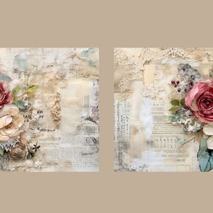 Roses Junk Journal Kit Vintage Ephemera Floral Journal Digital Paper ...