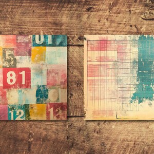 Acid Wash Collage Junk Journal Kit Numbers Printable Pages Grunge Mixed ...