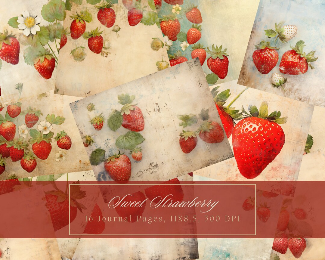 Strawberries Junk Journal Kit Vintage Ephemera Journal Strawberry ...