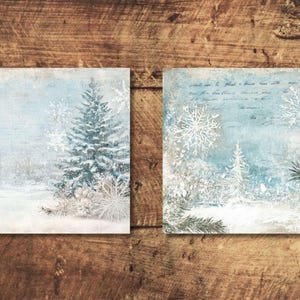Shabby Winter Forest Junk Journal Kit Snowy Pages Trees Background ...