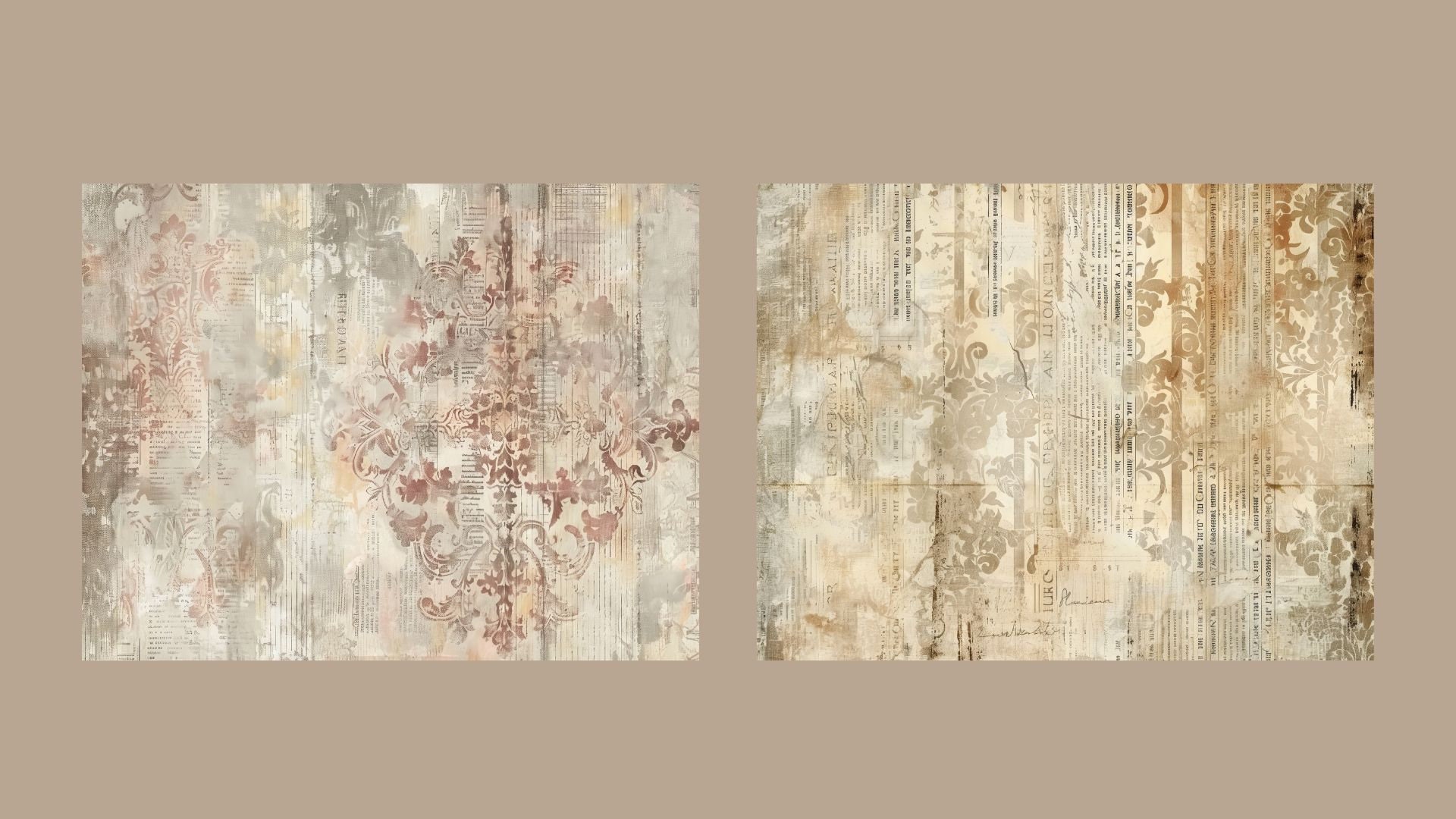 Faded Damask Junk Journal Kit Shabby Chic Collage Sheets Printable Old ...