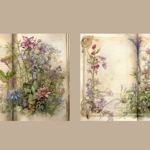 Wildflower Junk Journal Kit Floral Double Journal Pages Flower Digital ...