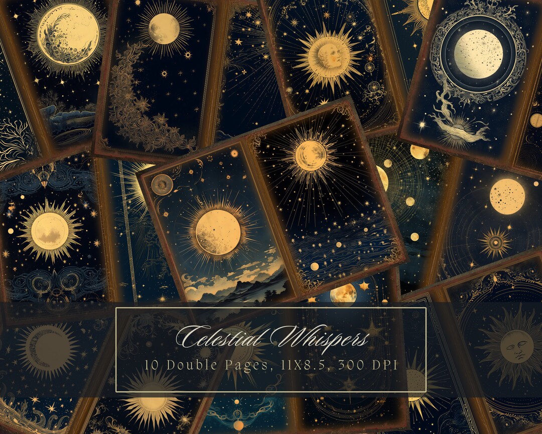 Vintage Celestial Junk Journal Kit Astronomy Printable Double Pages Sun ...