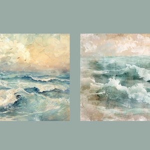 Watercolor Ocean Junk Journal Kit Blue Waves Journal Pages Water ...