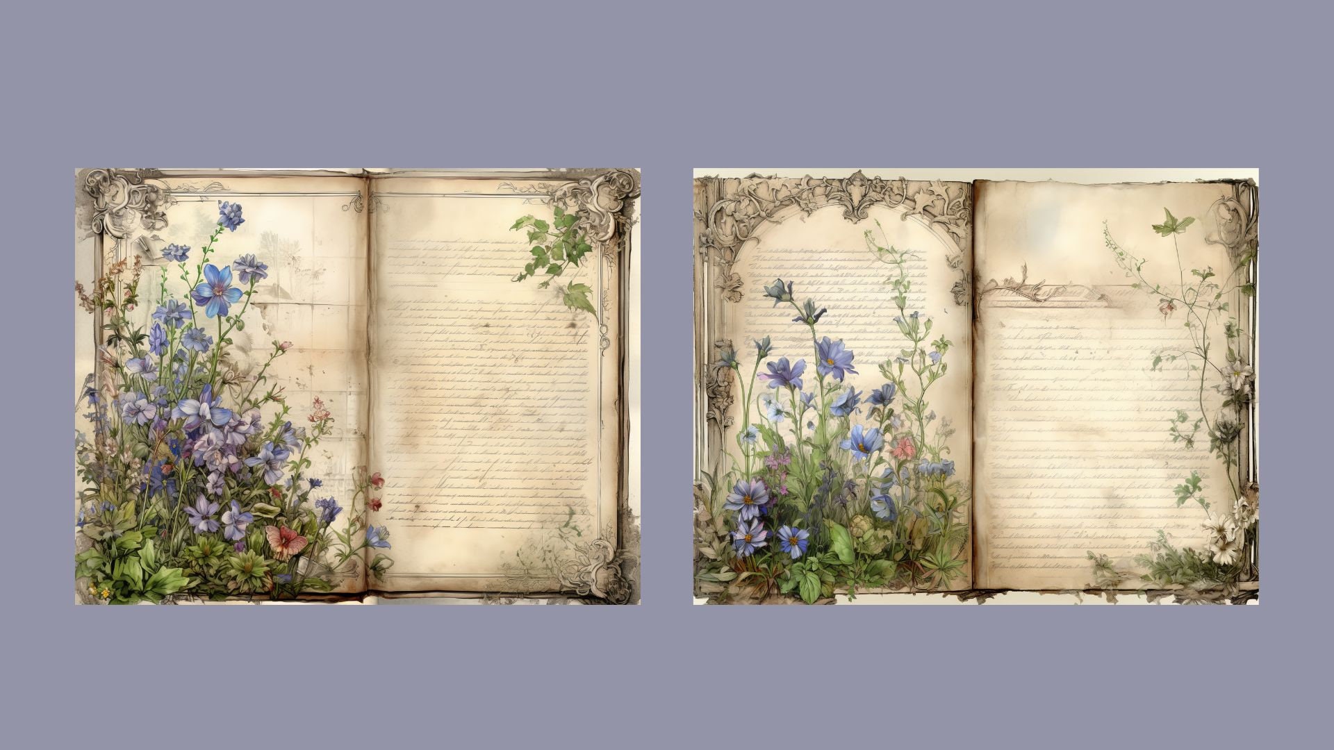 Wildflower Junk Journal Kit Floral Double Journal Pages Flower Digital ...