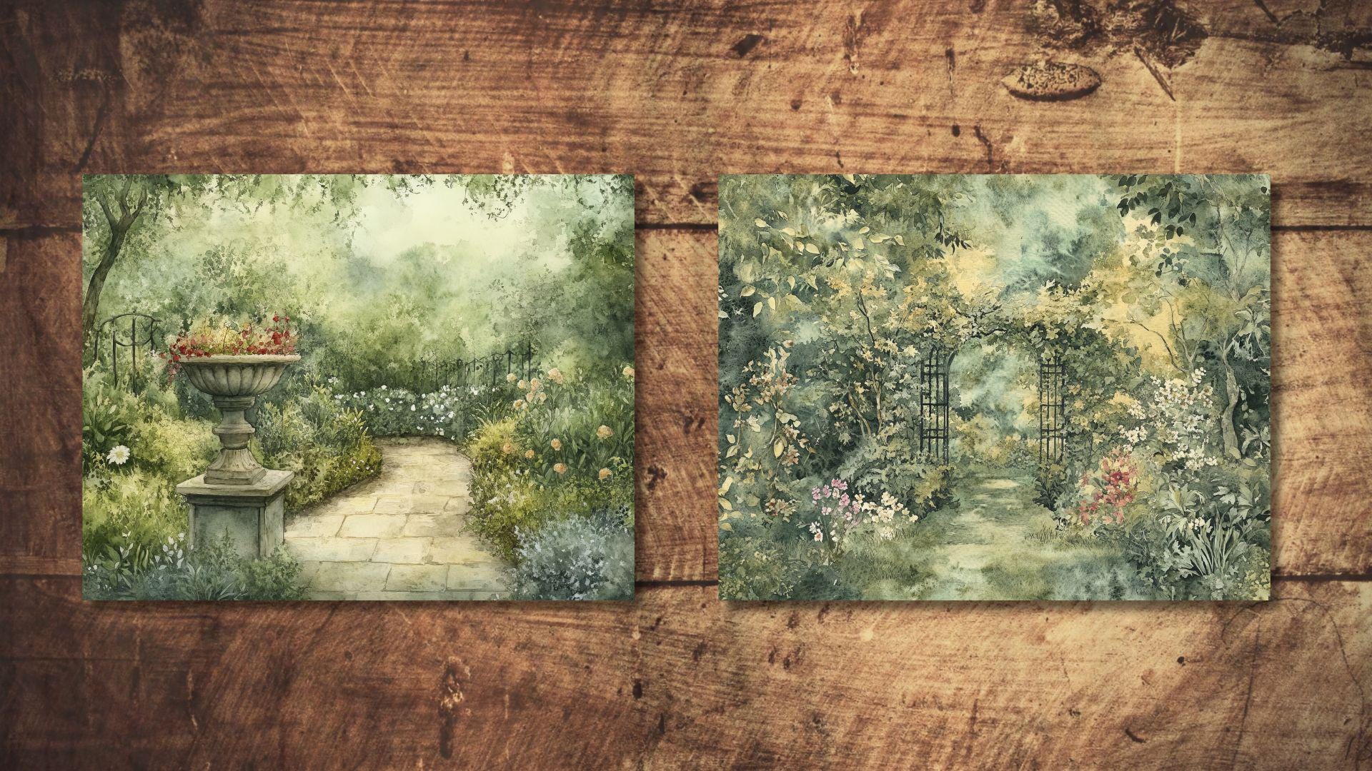 Watercolor Garden Glade Junk Journal Paper Botanical Background Journal ...