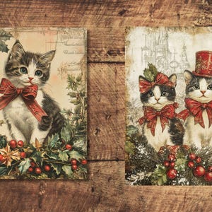 Christmas Cats Junk Journal Kit Watercolor Winter Pages Cat Digital ...