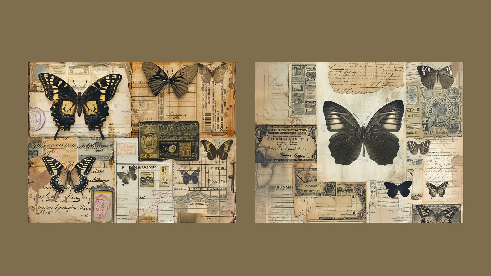 Shabby Chic Collage Sheets Rustic Junk Journal Kit Butterfly Digital ...