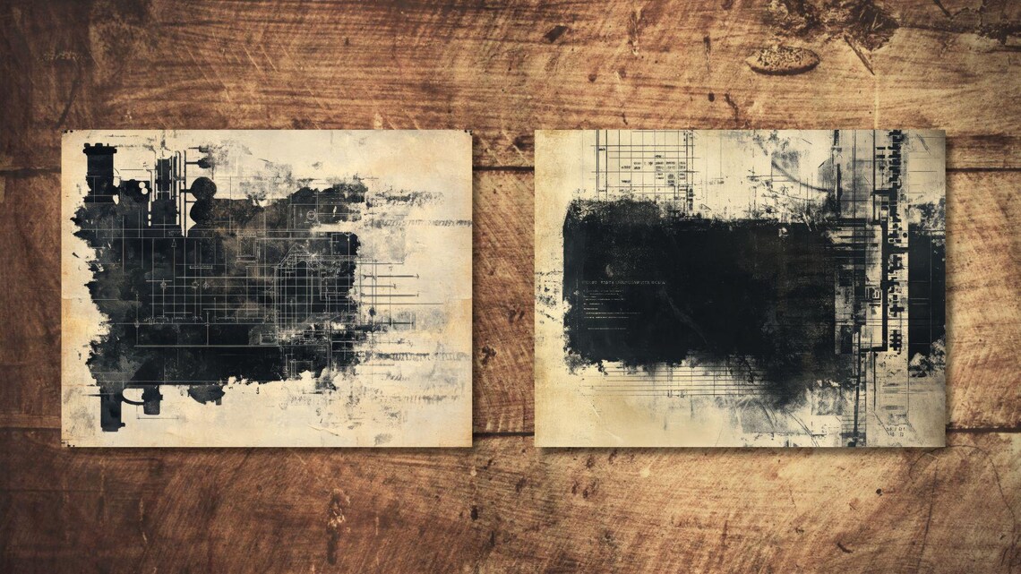 Dark Collage Junk Journal Kit Black Digital Paper Texture Grunge Sheets ...