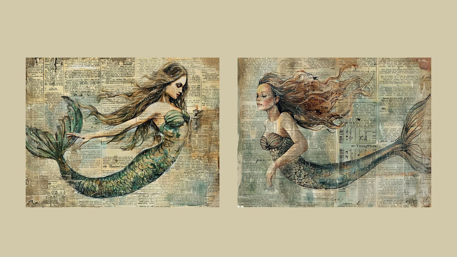 Mermaid Junk Journal Kit Ocean Digital Paper for Scrapbooking ...
