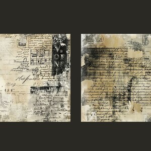 Dark Collage Junk Journal Kit Black Digital Paper Texture Grunge Sheets ...
