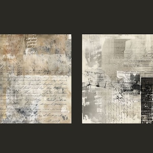 Dark Collage Junk Journal Kit Black Digital Paper Texture Grunge Sheets ...