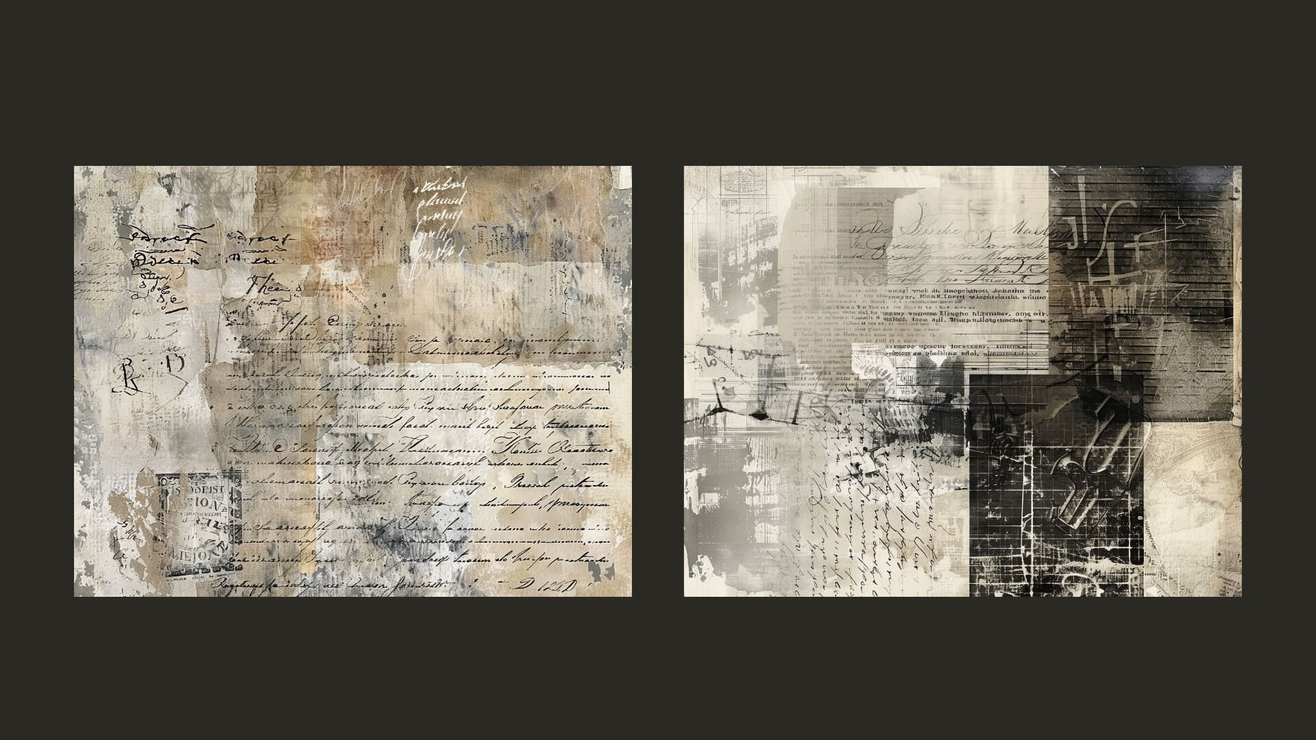 Dark Collage Junk Journal Kit Black Digital Paper Texture Grunge Sheets ...