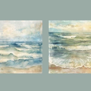 Watercolor Ocean Junk Journal Kit Blue Waves Journal Pages Water ...