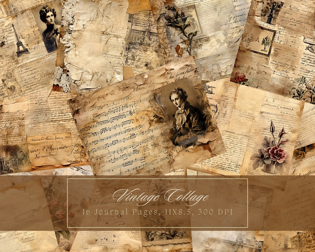 Vintage Letter Junk Journal Kit Shabby Chic Collage Sheet Printable ...