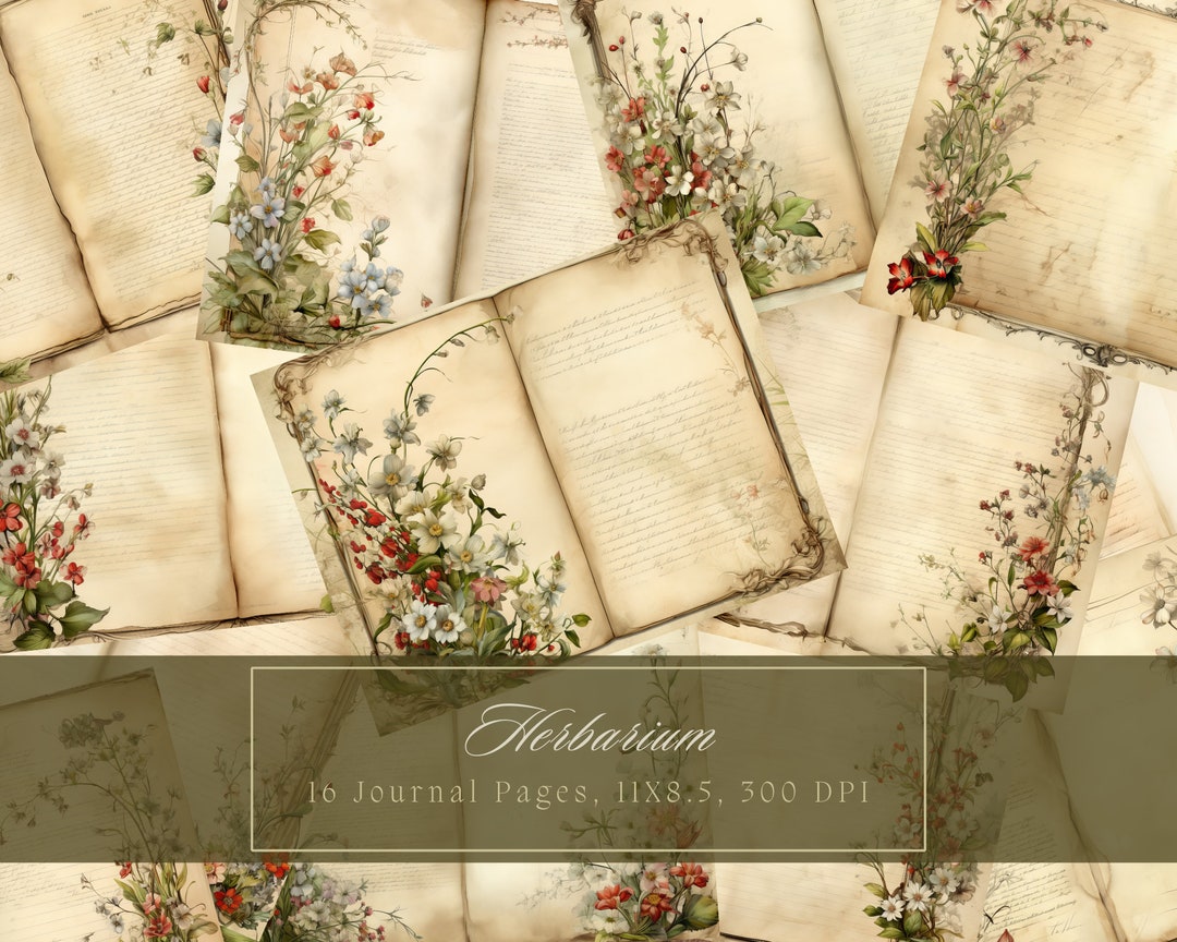 Wildflower Junk Journal Kit Floral Double Journal Pages Flower Digital ...