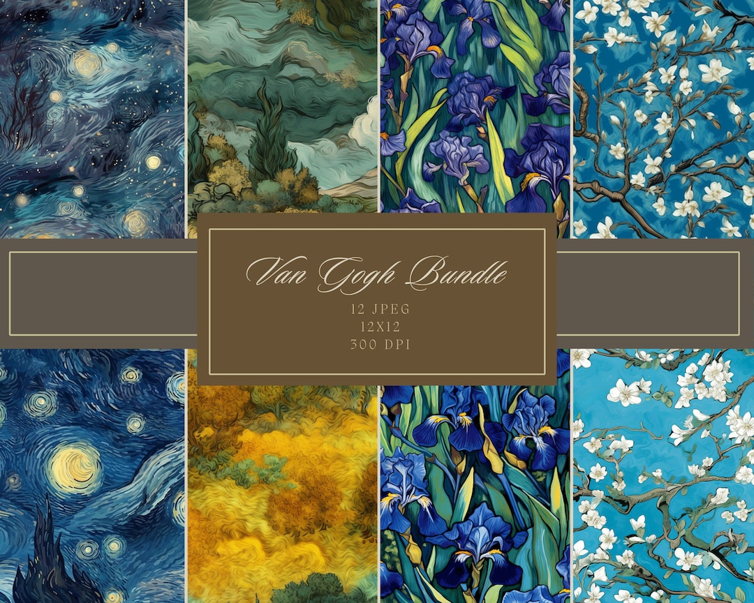 Van Gogh Bundle Digital Paper Set Seamless Patterns Digital Prints for ...
