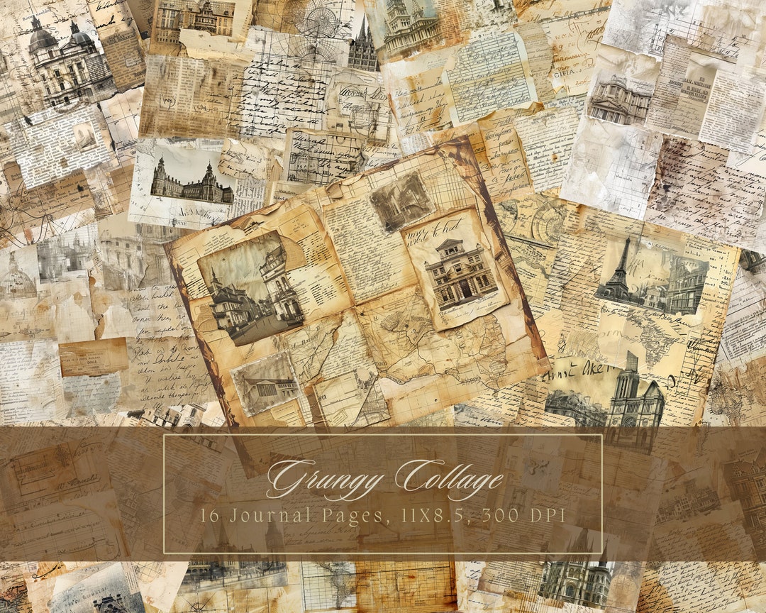 Gunge Junk Journal Kit Shabby Architecture Collage Sheets Printable ...