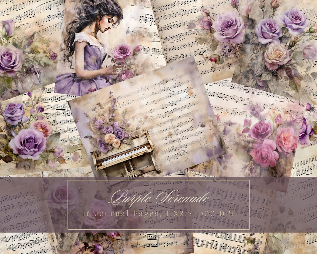 Flowers and Music Junk Journal Kit Vintage Ephemera Journal Digital ...