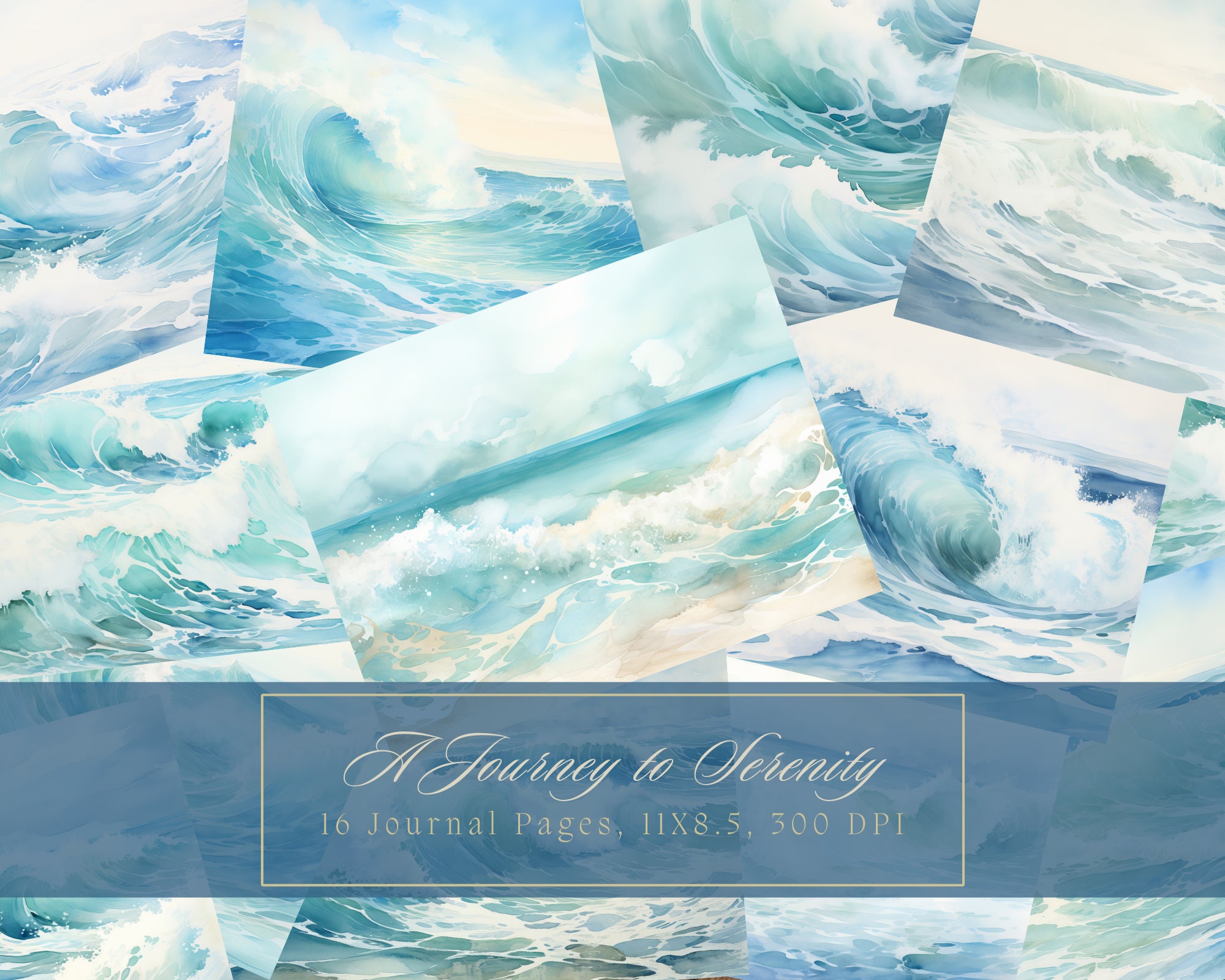 Watercolor Ocean Junk Journal Kit Blue Waves Journal Pages - Etsy