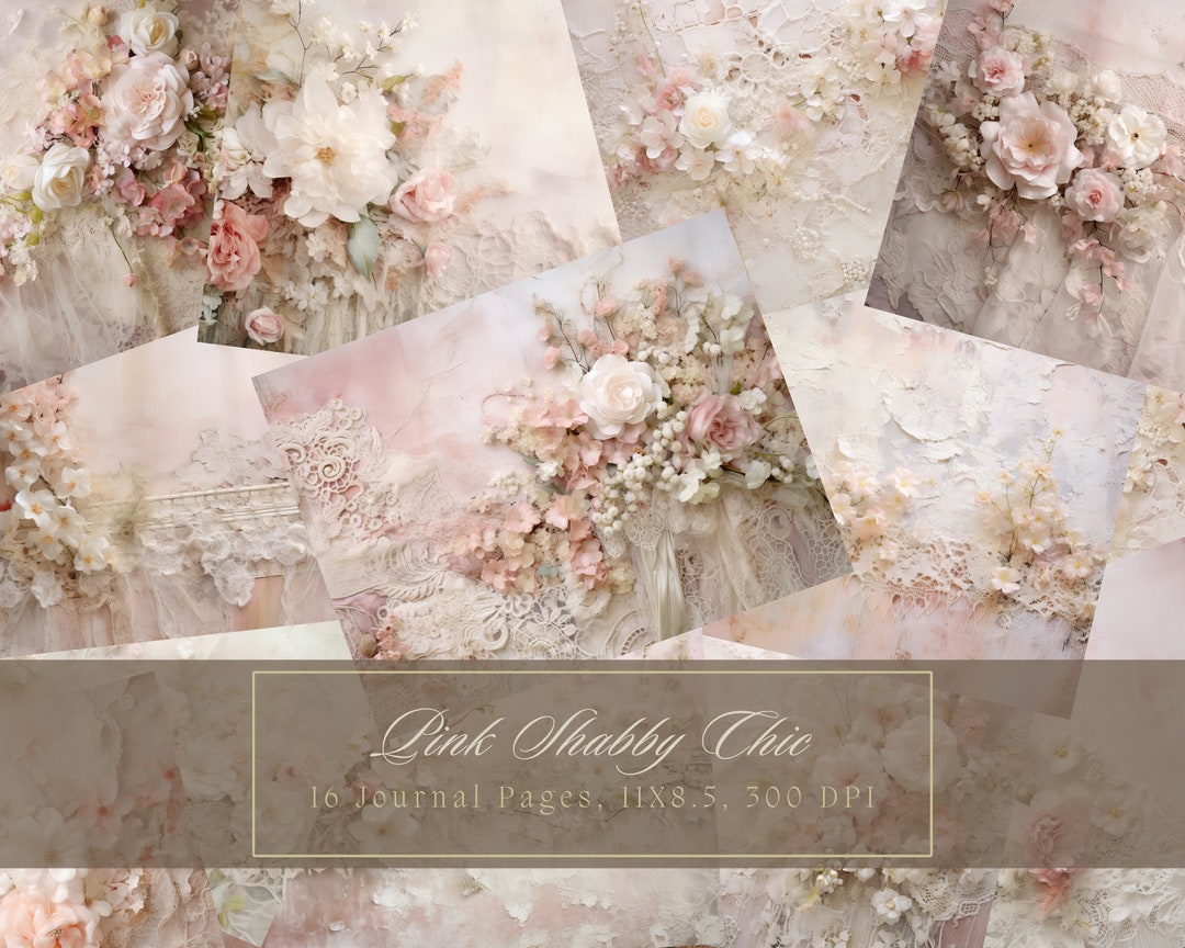 Vintage Lace Junk Journal Kit Shabby Chic Collage Sheets Printable Pink ...