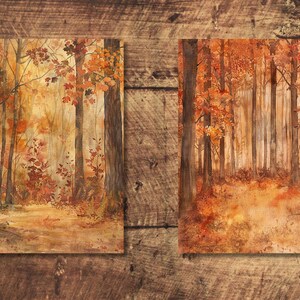 Watercolor Autumn Forest Junk Journal Kit Fall Trees Printable Digital ...