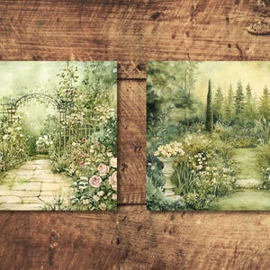 Watercolor Garden Glade Junk Journal Paper Botanical Background Journal ...