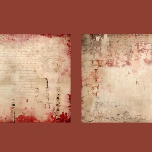 Red Vintage Paper Junk Journal Kit Digital Paper Texture Grunge Sheets ...