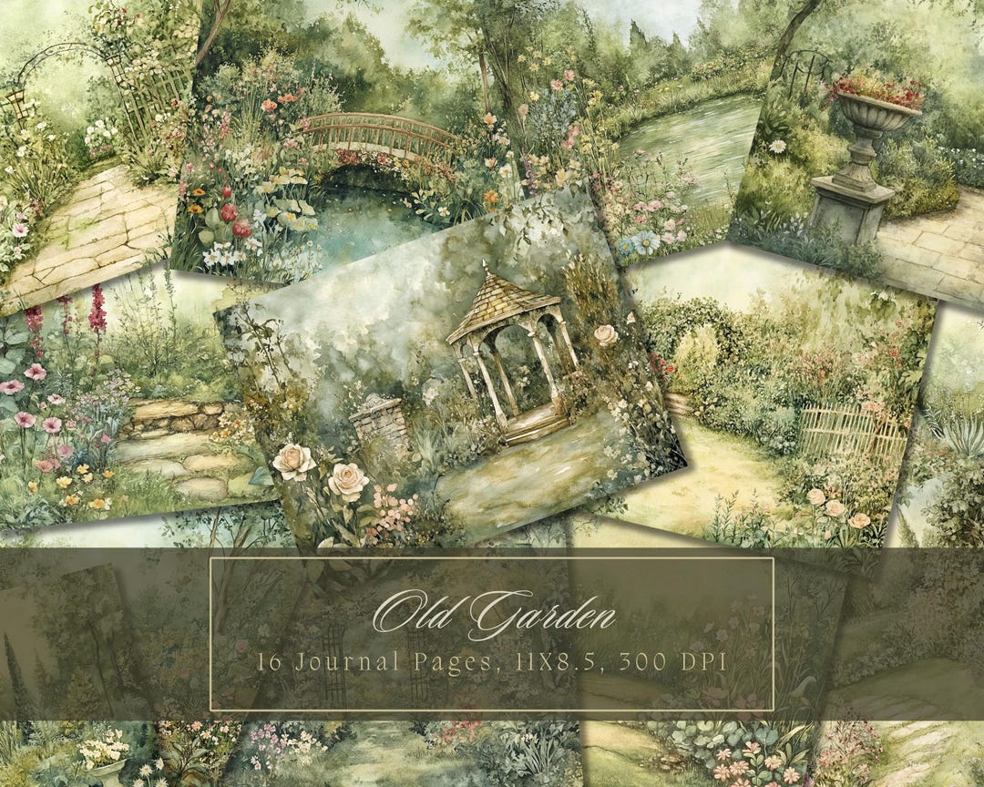 Watercolor Garden Glade Junk Journal Paper Botanical Background Journal ...