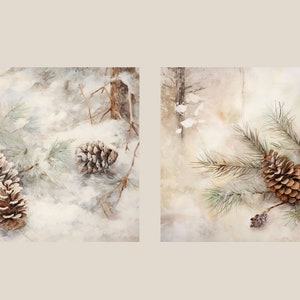 Snowy Pine Junk Journal Kit Winter Forest Pages Christmas Digital Paper ...