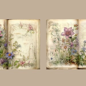 Wildflower Junk Journal Kit Floral Double Journal Pages Flower Digital ...