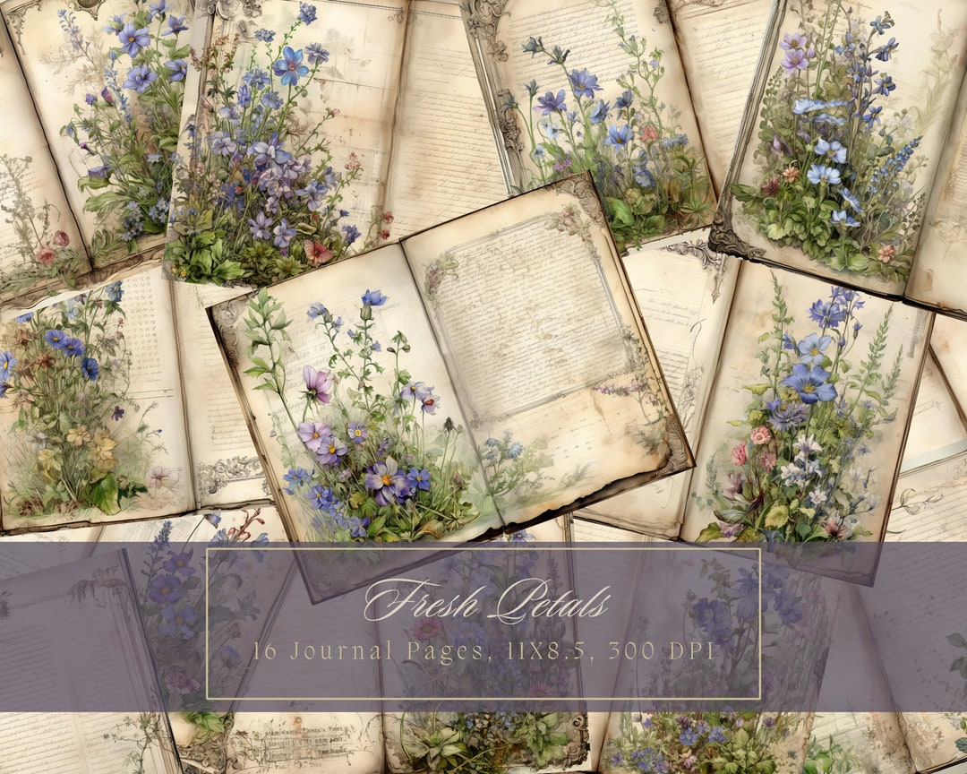 Wildflower Junk Journal Kit Floral Double Journal Pages Flower Digital ...