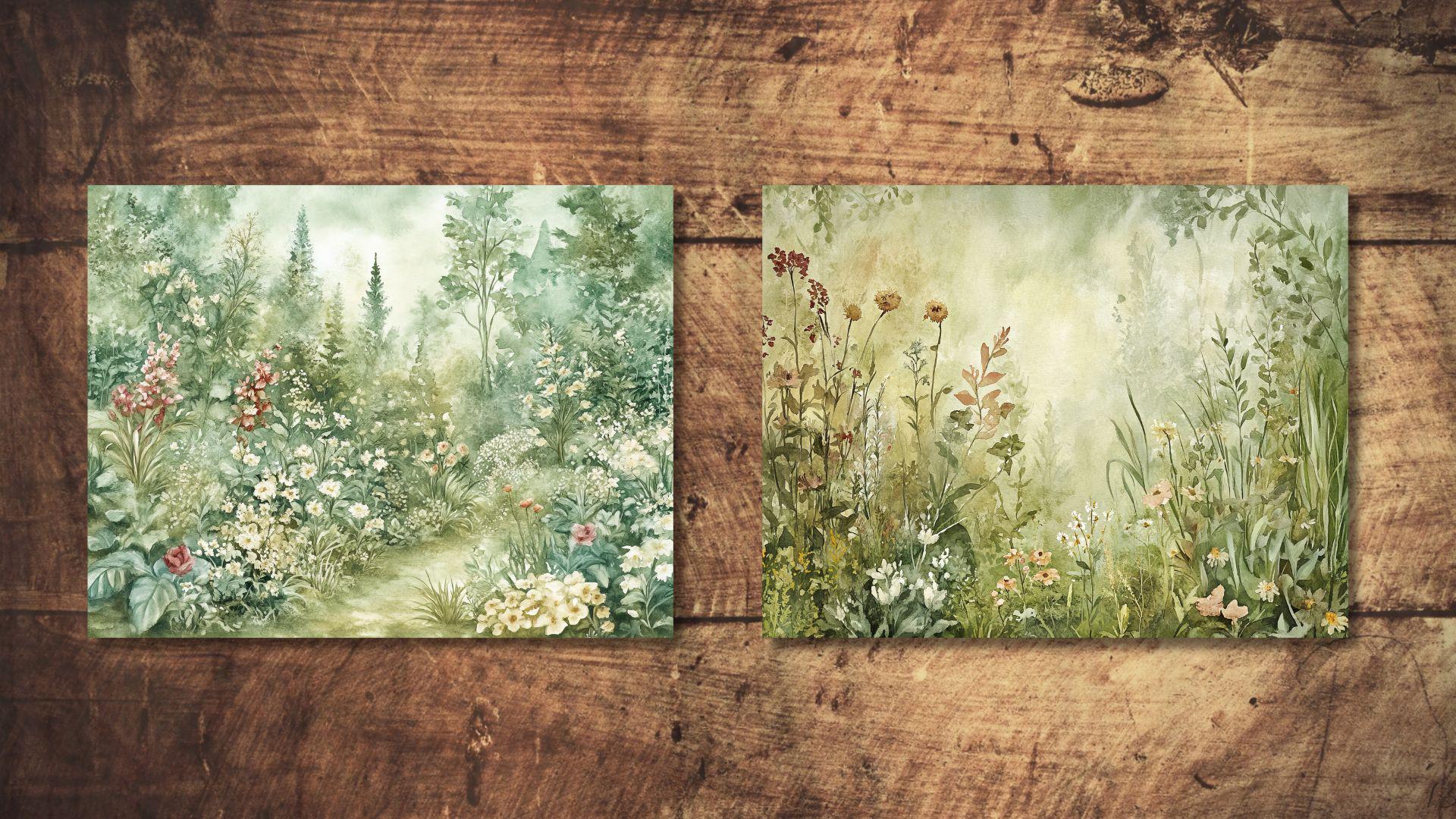 Watercolor Garden Glade Junk Journal Paper Botanical Background Journal ...