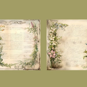 Wildflower Junk Journal Kit Floral Double Journal Pages Flower Digital ...