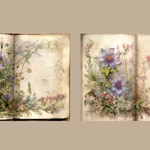 Wildflower Junk Journal Kit Floral Double Journal Pages Flower Digital ...