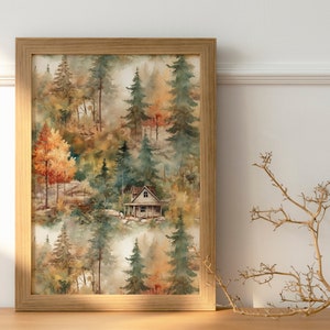 Cabin in the Woods Digital Paper Set Seamless Pattern Watercolor ...