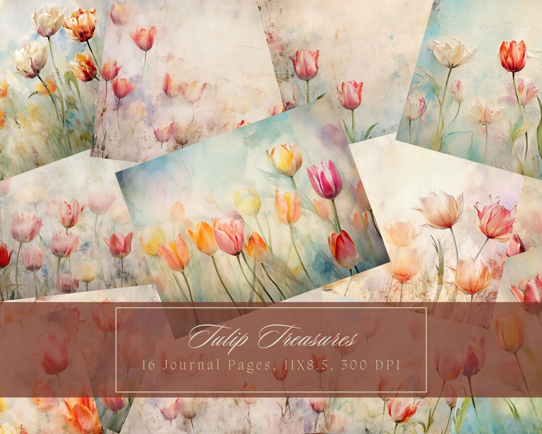 Tulip Junk Journal Kit Vintage Floral Journal Beautiful Tulips Digital ...