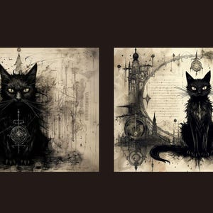 Black Cat Junk Journal Kit Gothic Pages Dark Kitten Digital Paper ...