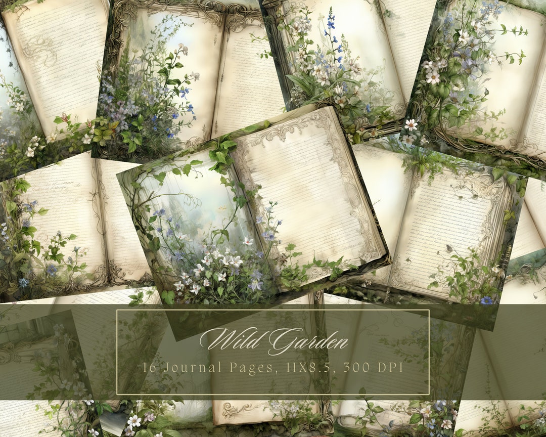 Wildflower Junk Journal Kit Floral Double Journal Pages Flower Digital ...