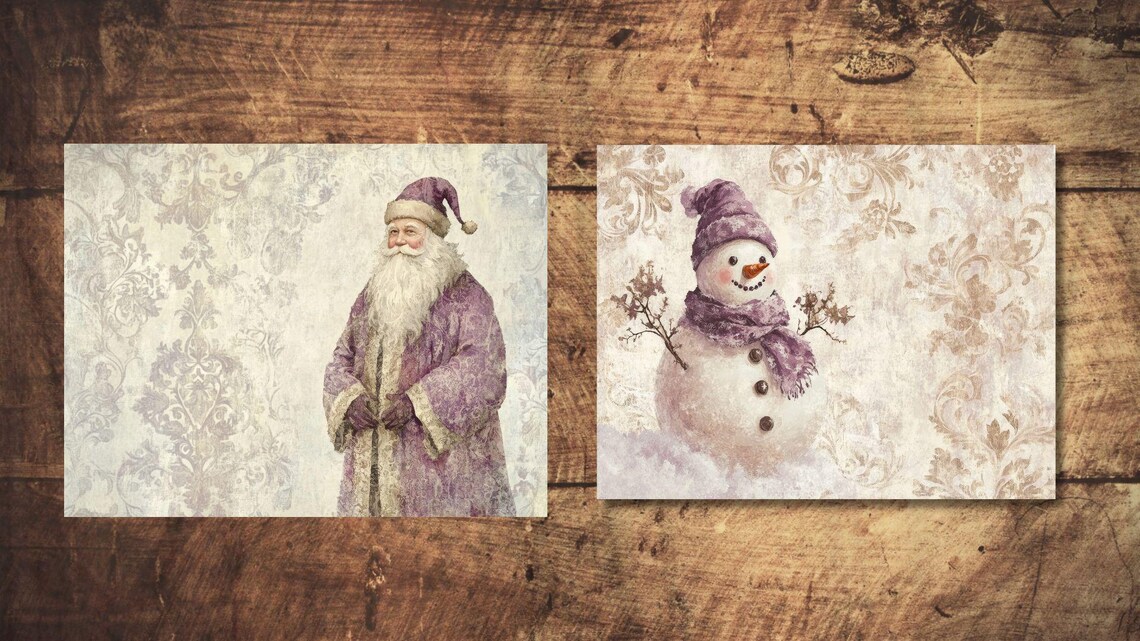 Lilac Christmas Junk Journal Kit Snowman Vintage Ephemera Santa Claus ...