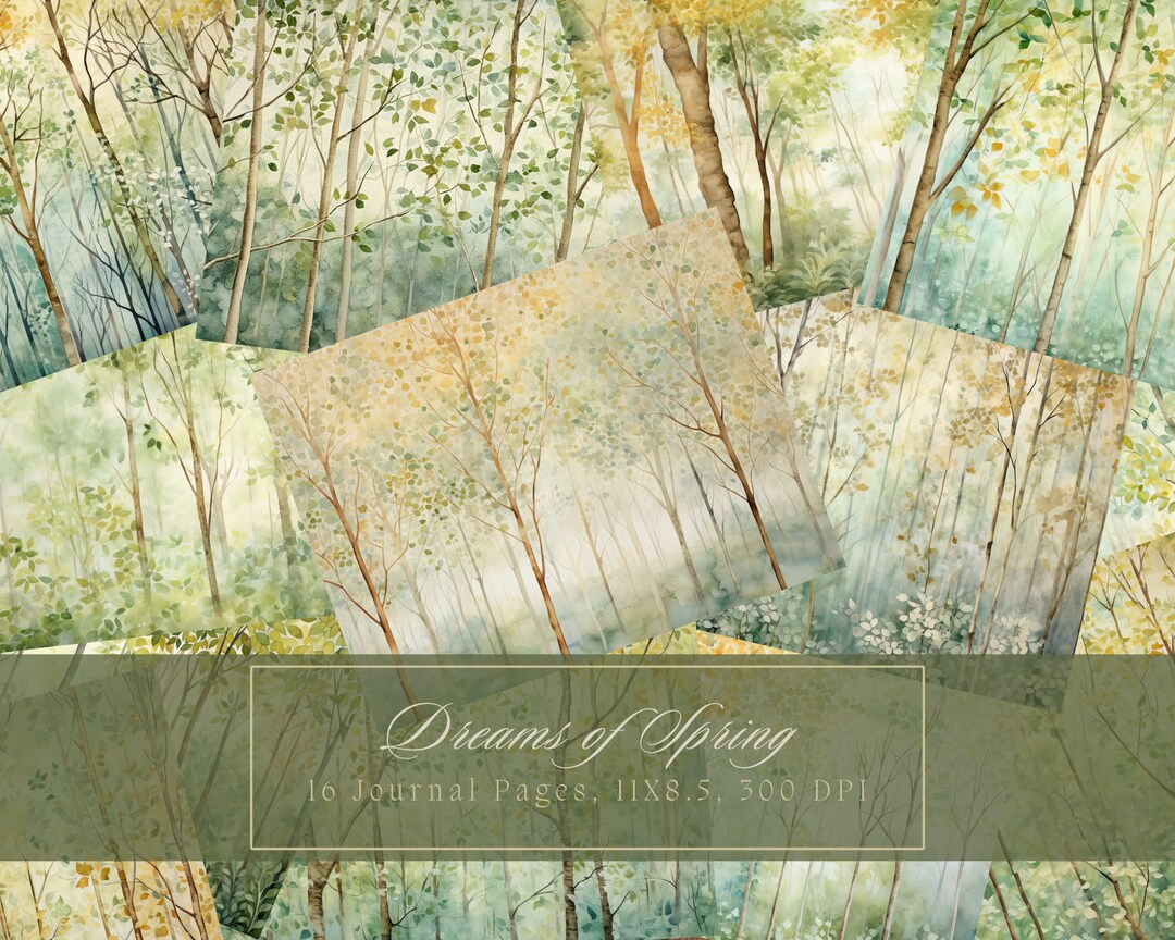 Watercolor Forest Junk Journal Paper Forest Background Journal Pages ...