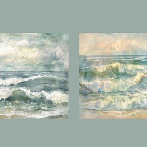 Watercolor Ocean Junk Journal Kit Blue Waves Journal Pages Water ...